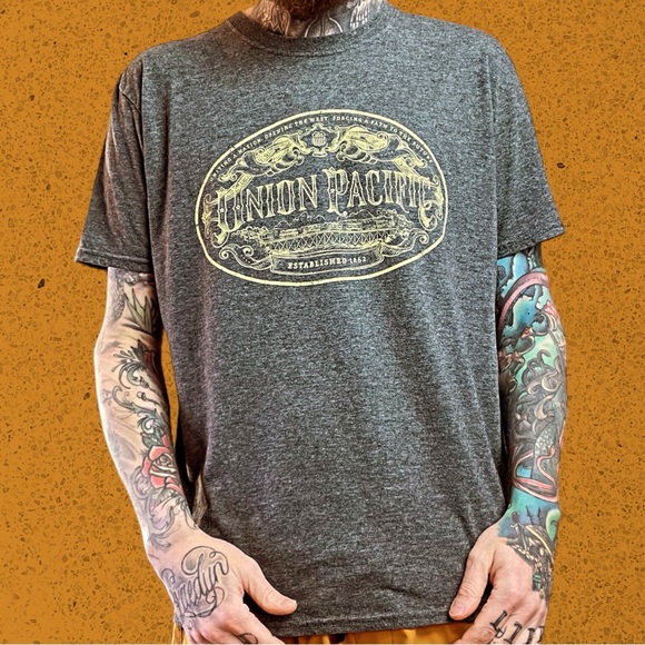 Gildan | Shirts | Union Pacific Railway Railroad Train Work Wear T ...